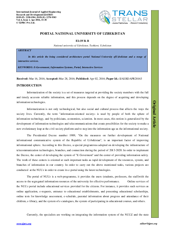 PORTAL NATIONAL UNIVERSITY OF UZBEKISTAN