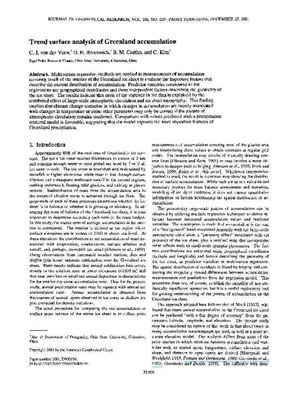 (PDF) Trend surface analysis of Greenland accumulation (PDF) Trend surface analysis of Greenland accumulation