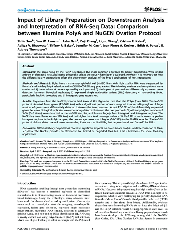 (PDF) Impact of Library Preparation on Downstream Analysis and Interpretation of RNA-Seq Data ...