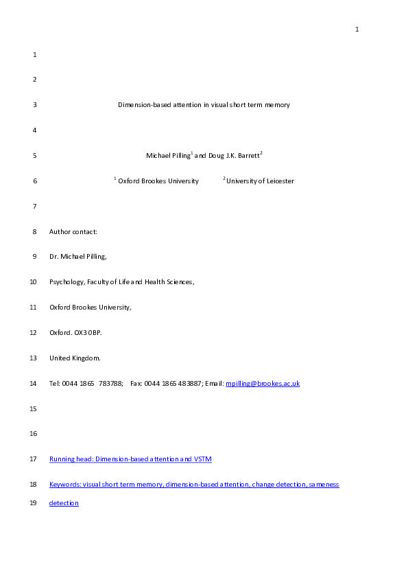 (PDF) Dimension-based attention in visual short-term memory | Michael Pilling - Academia.edu