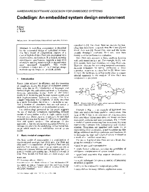 Pdf Codesign An Embedded System Design Environment