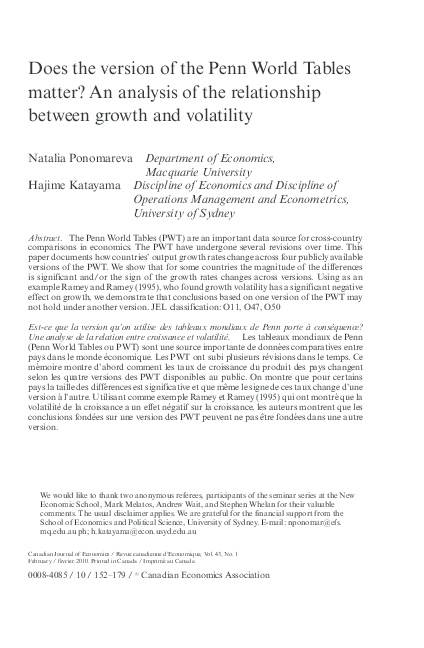 (PDF) Does the version of the Penn World Tables matter? An analysis of ...