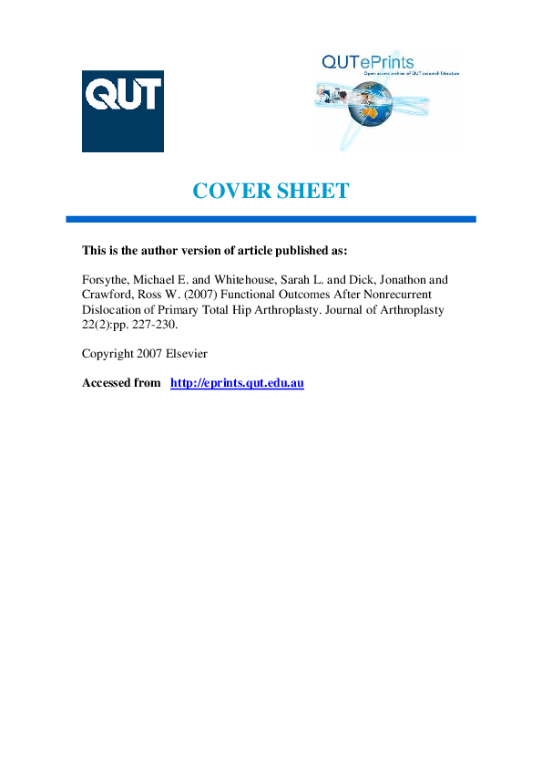 Pdf The Incidence And Temporal Trends Of Dislocation After The Use Of Constrained Acetabular