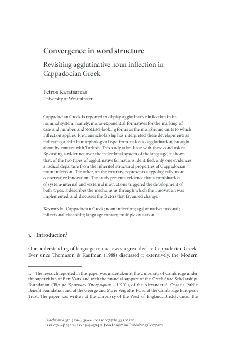 (PDF) Convergence in word structure: revisiting agglutinative noun ...