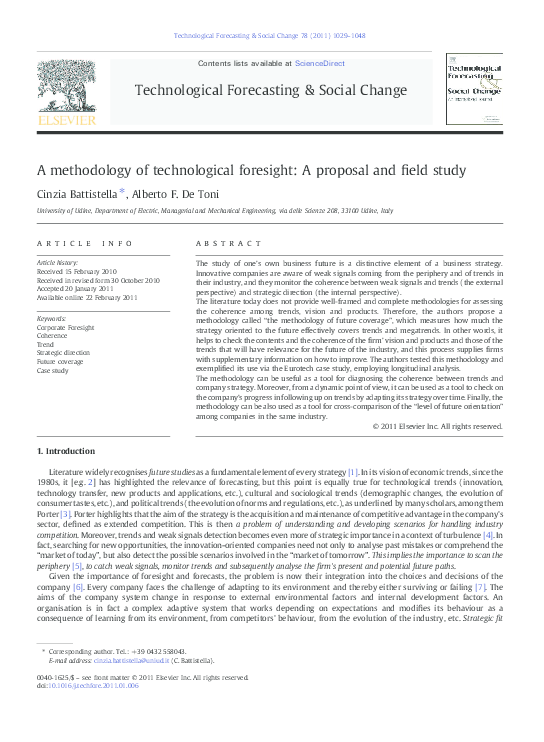 (PDF) A methodology of technological foresight: A proposal and field study