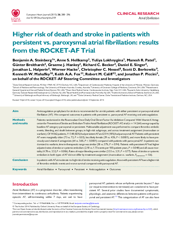 (PDF) Higher risk of death and stroke in patients with persistent vs ...