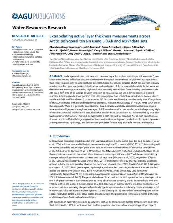 (PDF) Extrapolating active layer thickness measurements across Arctic ...