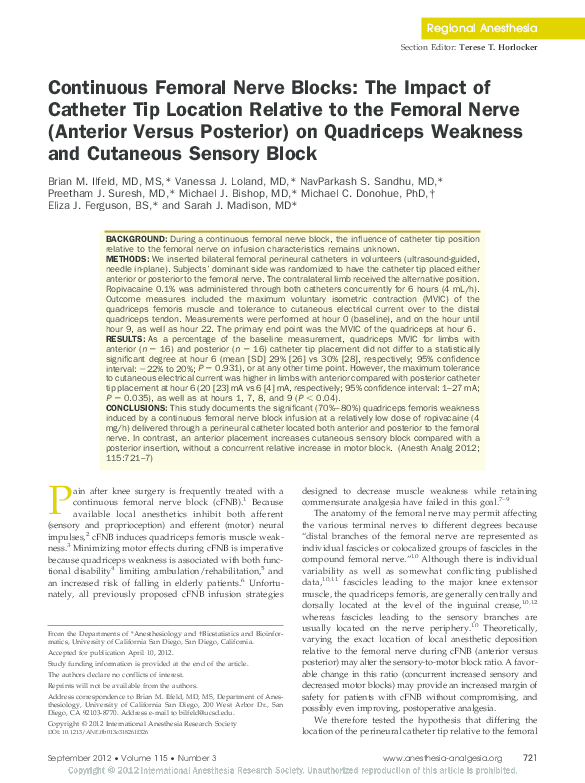 (PDF) Continuous Femoral Nerve Blocks