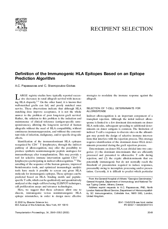 (PDF) Definition of the immunogenic HLA epitopes based on an epitope ...
