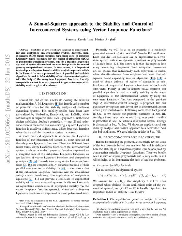 (PDF) Subsystem Stability in Interconnected Systems