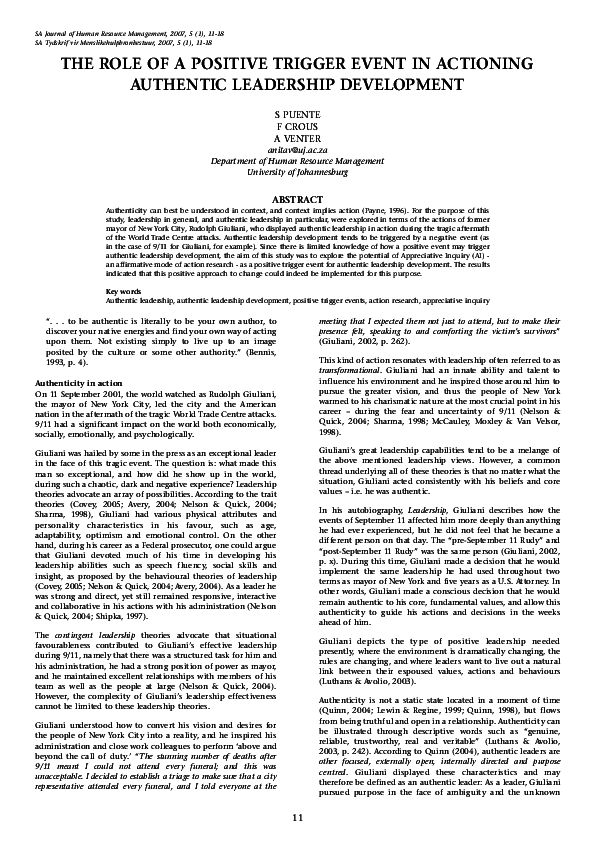 (PDF) The role of a positive trigger event in actioning authentic ...