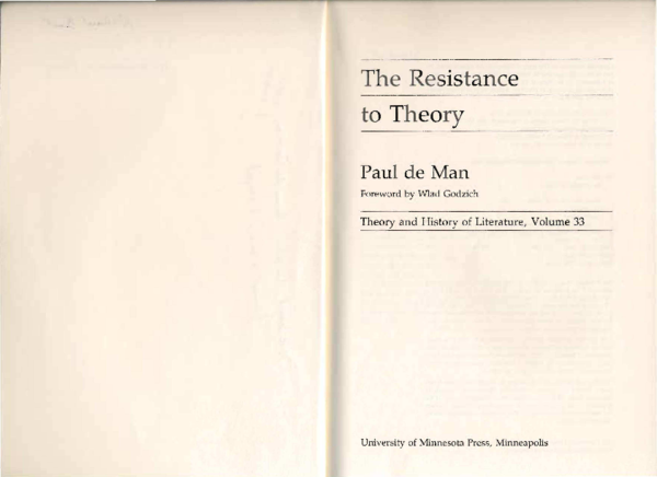(PDF) The Resistance to Theory