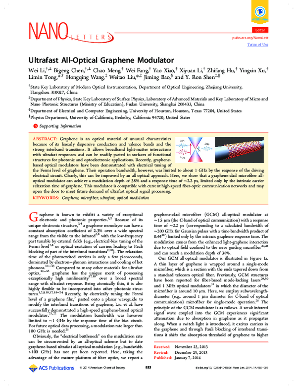 (PDF) Ultrafast All-Optical Graphene Modulator