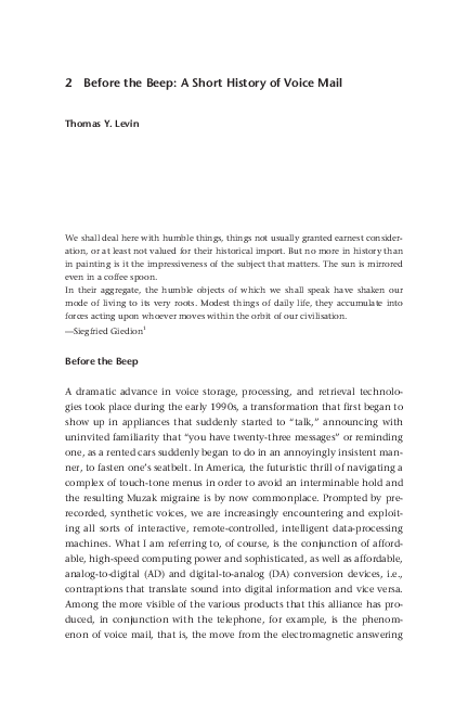 (PDF) Before the Beep: A Short History of Voice Mail