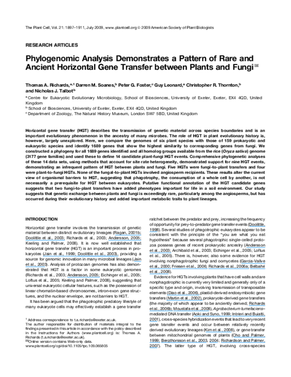 (PDF) Phylogenomic Analysis Demonstrates a Pattern of Rare and Ancient ...