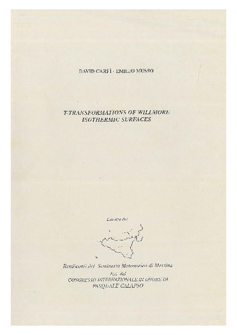 (PDF) T-TRANSFORMATIONS OF WILLMORE ISOTHERMIC SURFACES