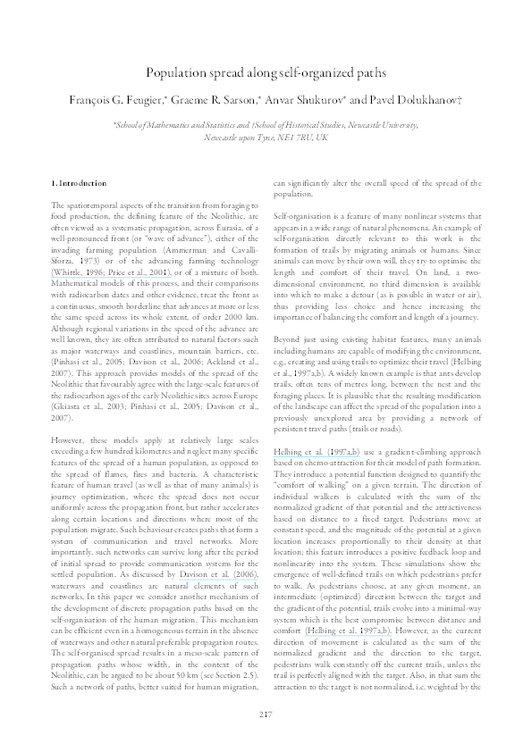 (PDF) Population spread along self-organized paths