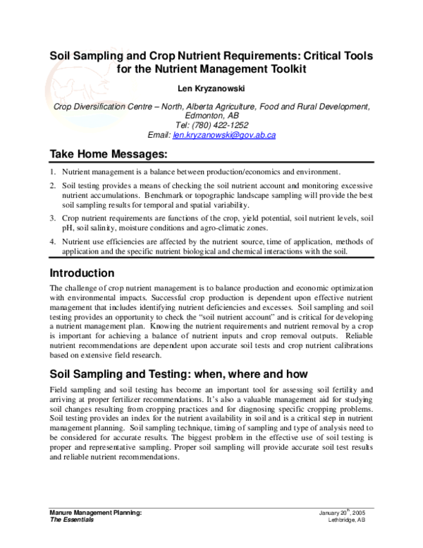 (PDF) Soil Sampling and Crop Nutrient Requirements: Critical Tools for ...