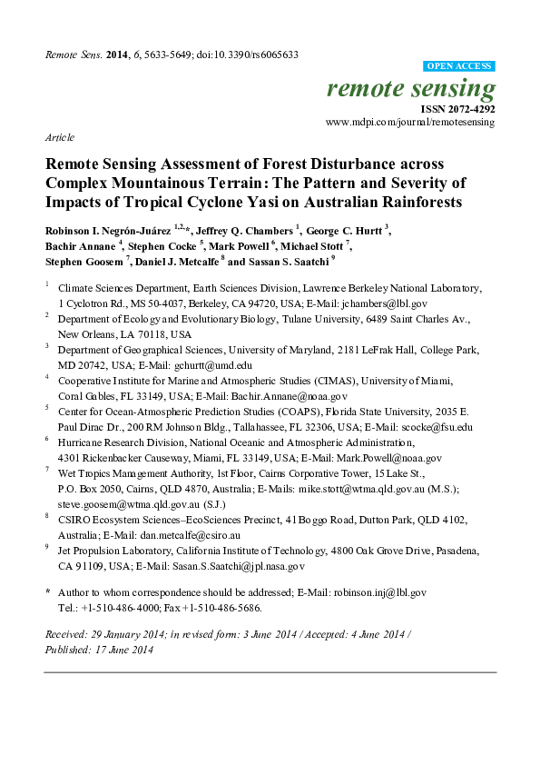 (PDF) Remote Sensing Assessment of Forest Disturbance across Complex Mountainous Terrain: The ...