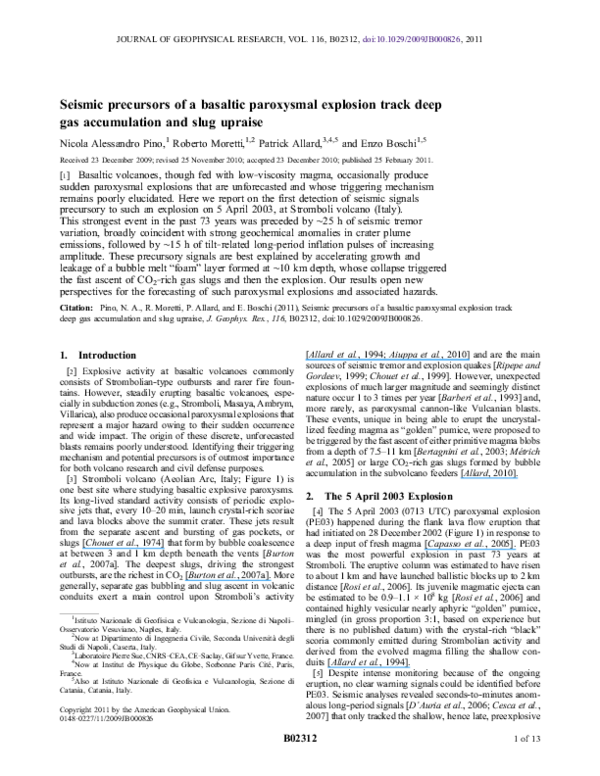 (PDF) Seismic precursors of a basaltic paroxysmal explosion track deep ...
