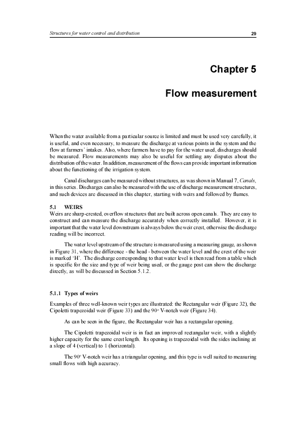 (PDF) Structures for water control and distribution Chapter 5 Flow ...