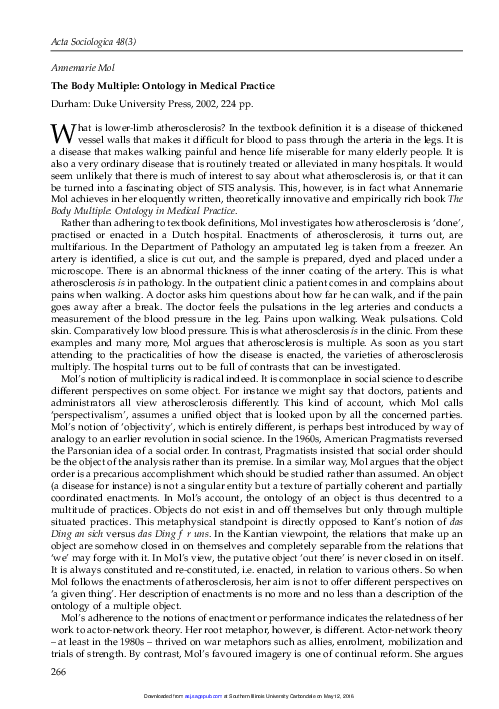 (PDF) A. Mol (2002) The Body Multiple: Ontology in Medical Practice