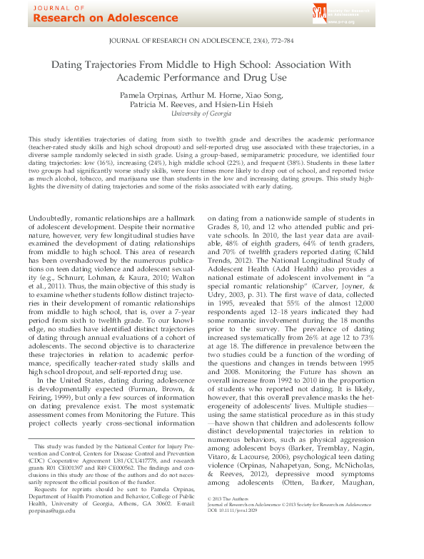 (PDF) Dating Trajectories From Middle to High School: Association With ...