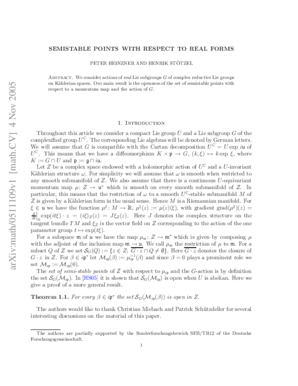 (PDF) Semistable points with respect to real forms