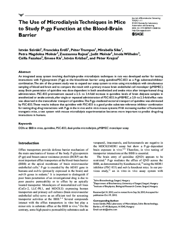 (PDF) The Use of Microdialysis Techniques in Mice to Study P-gp ...
