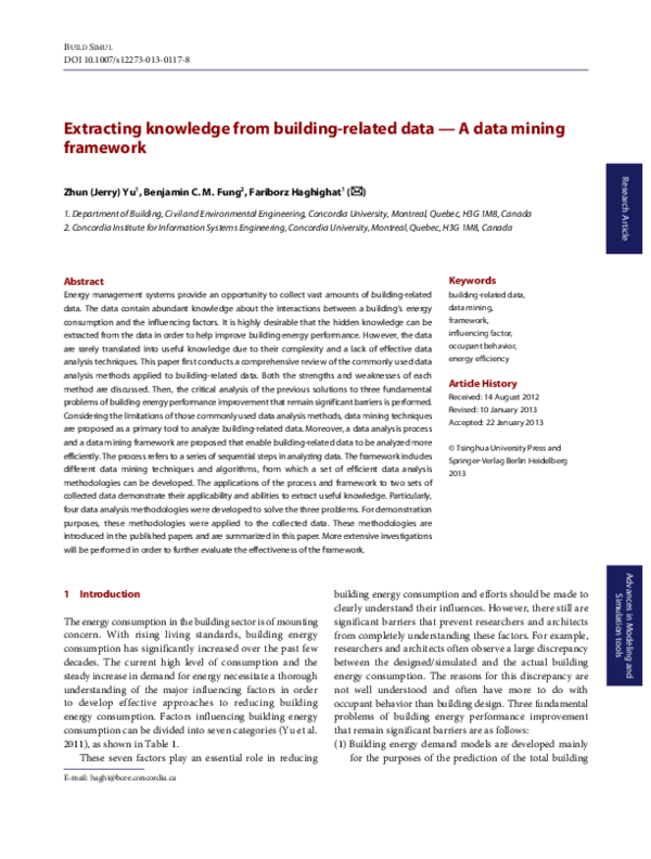 Pdf Extracting Knowledge From Building Related Data — A Data Mining