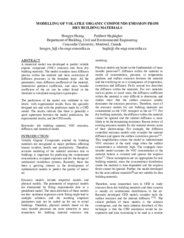 (PDF) Modelling of volatile organic compounds emission from dry ...