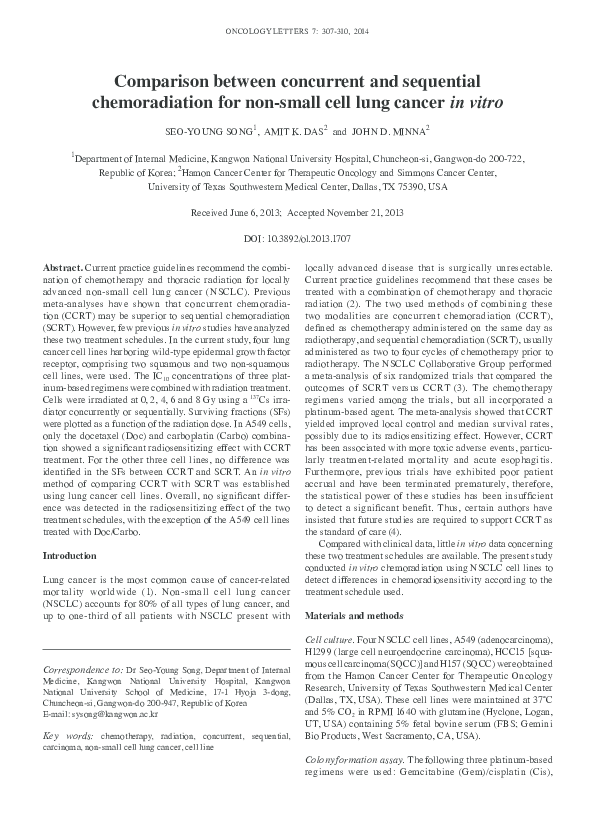 (PDF) Comparison between concurrent and sequential chemoradiation for ...
