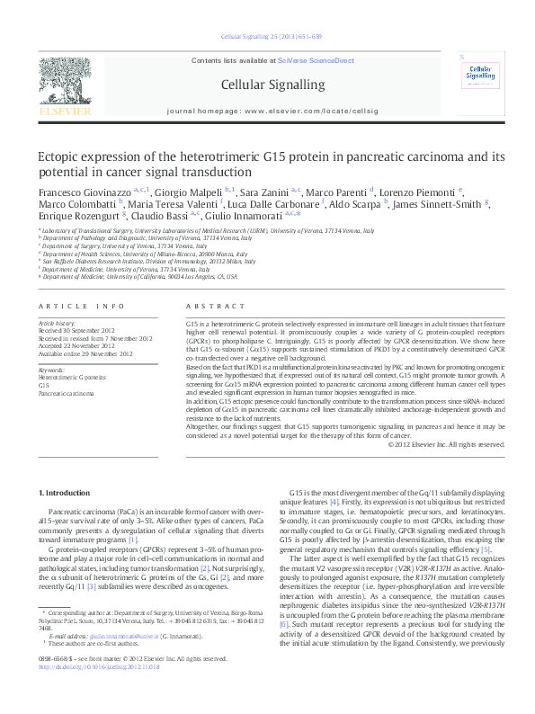 (PDF) Ectopic expression of the heterotrimeric G15 protein in ...