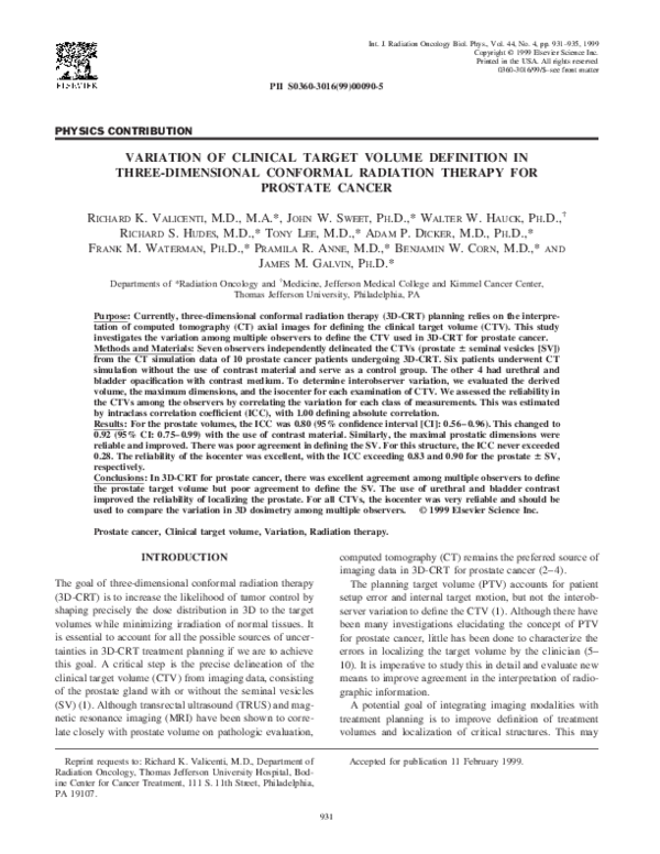 (PDF) Variation of clinical target volume definition in three ...