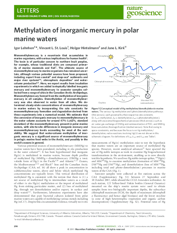 Pdf Seasonal Variation Of Mercury Methylation Potential In Pristine Coastal Marine Sediment