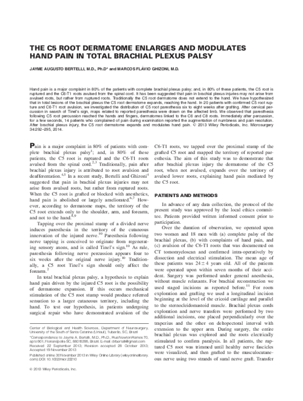 (PDF) The C5 root dermatome enlarges and modulates hand pain in total ...