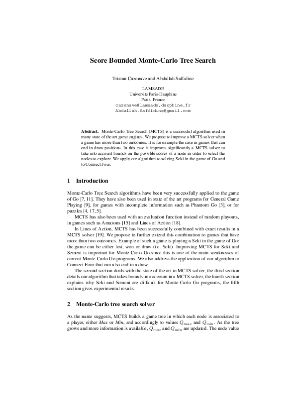 (PDF) Score Bounded Monte-Carlo Tree Search