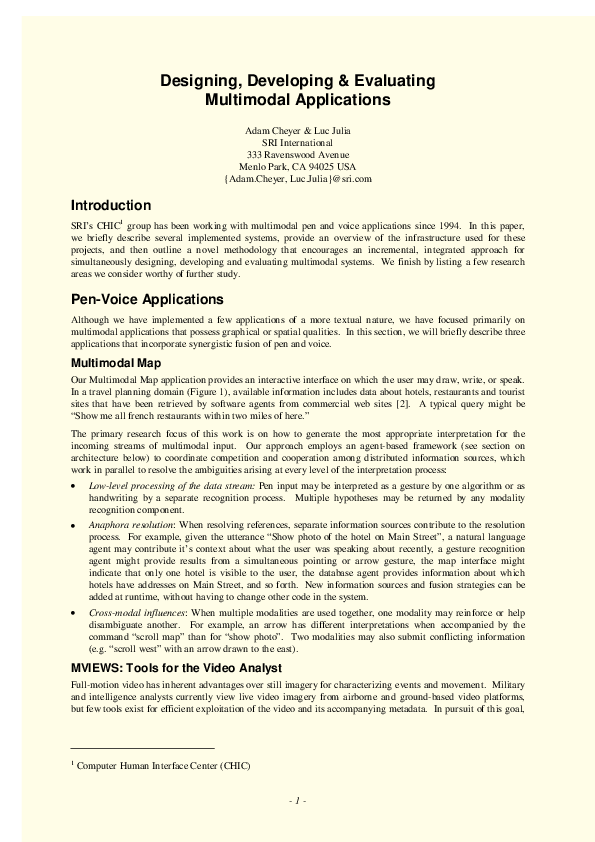 Pdf Designing Developing And Evaluating Multimodal Applications