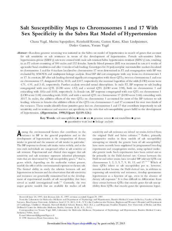 (PDF) Salt Susceptibility Maps to Chromosomes 1 and 17 With Sex ...