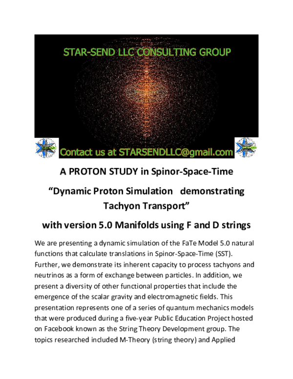 (PDF) A PROTON STUDY in Spinor-Space-Time " Dynamic Proton Simulation demonstrating Tachyon ...