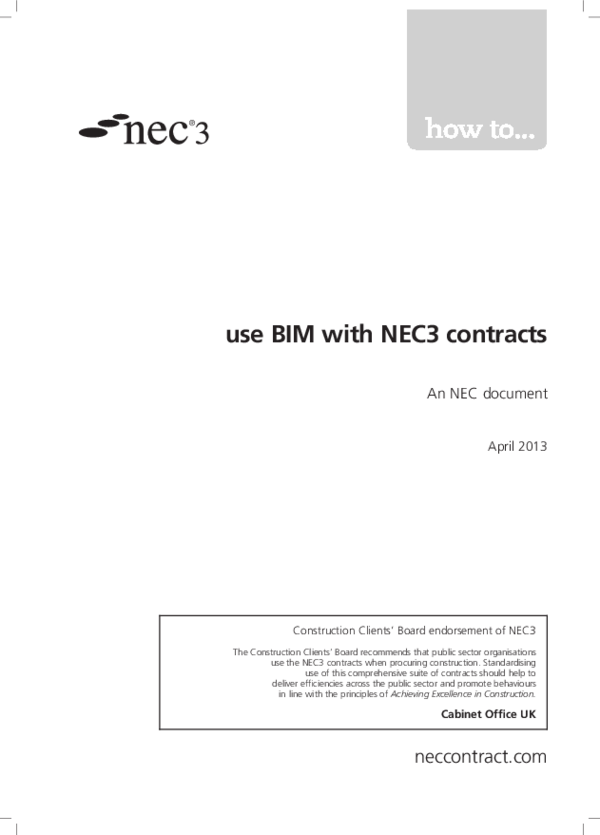 (PDF) use BIM with NEC3 contracts An NEC document Construction Clients ...