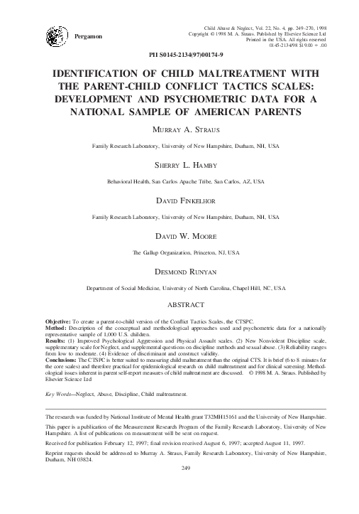 (PDF) Identification of Child Maltreatment with the Parent-Child ...