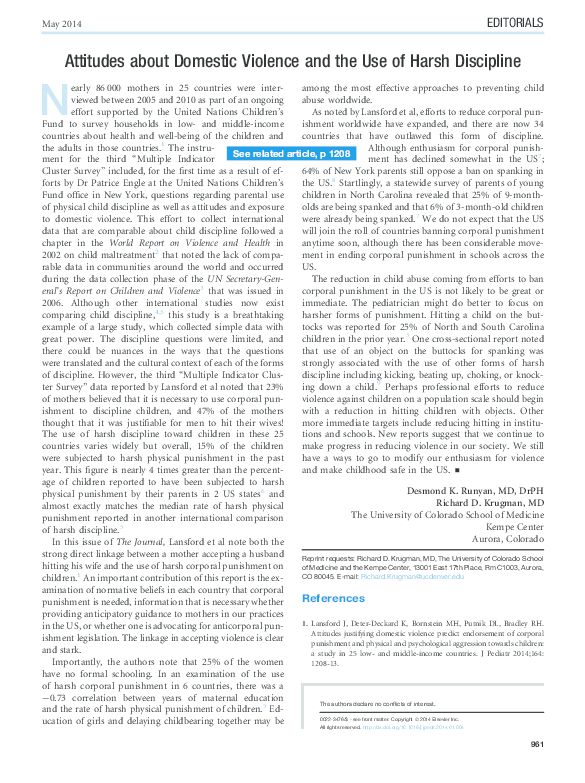 (PDF) Attitudes about domestic violence and the use of harsh discipline