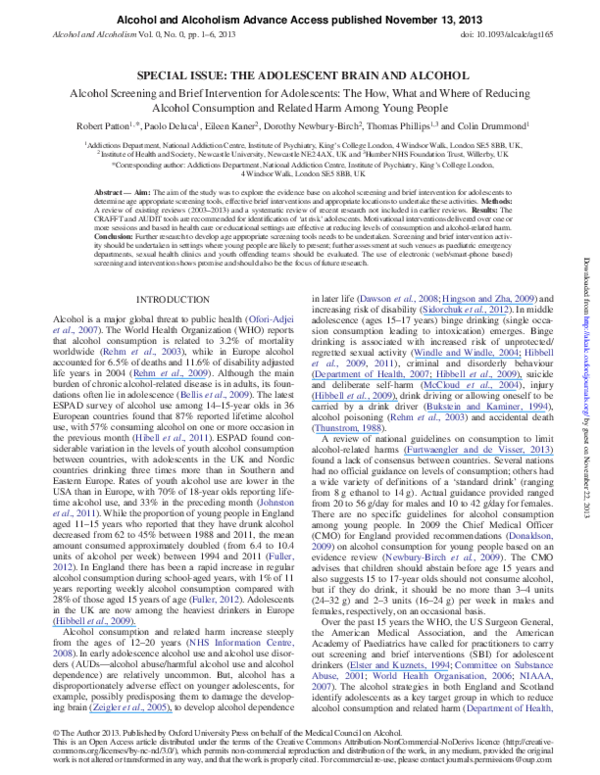 (PDF) Alcohol Screening and Brief Intervention for Adolescents: The How ...