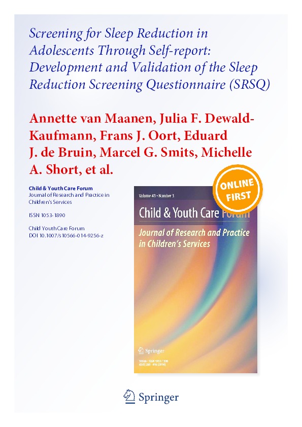 (PDF) Screening for Sleep Reduction in Adolescents Through Self-report ...