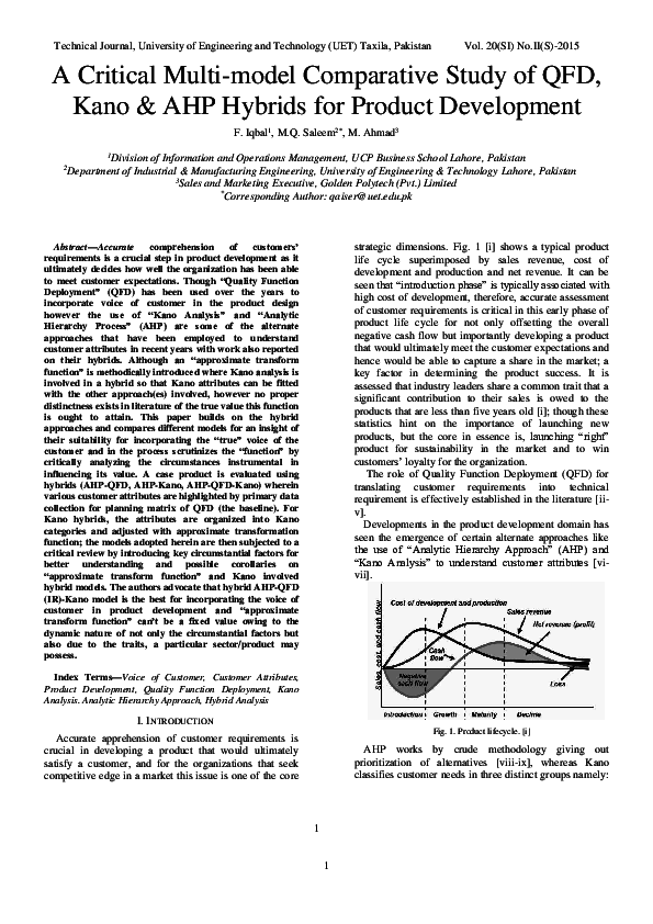 (PDF) A Critical Multi-model Comparative Study of QFD, Kano & AHP ...