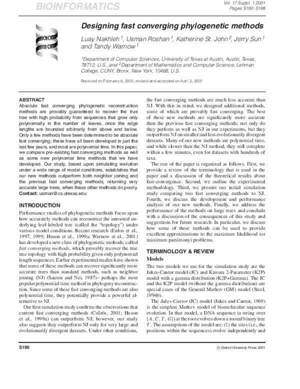 (PDF) Designing fast converging phylogenetic methods
