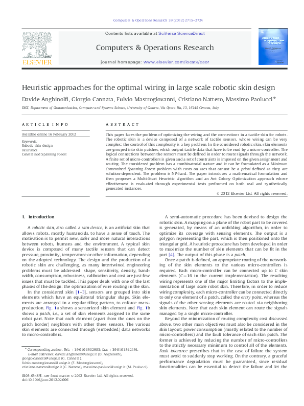 (PDF) Heuristic approaches for the optimal wiring in large scale robotic skin design