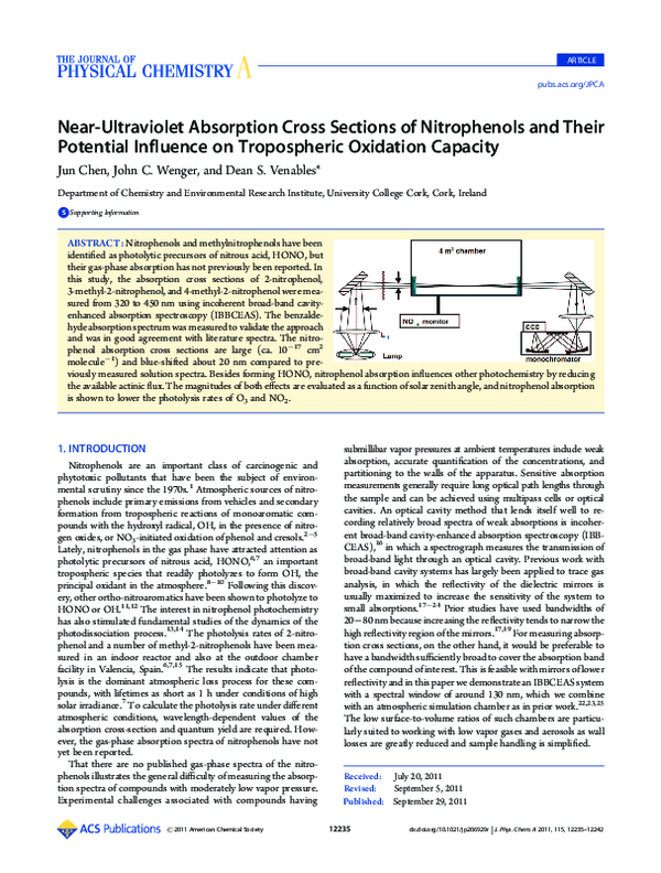 (PDF) Near-ultraviolet absorption cross sections of nitrophenols and their potential influence ...