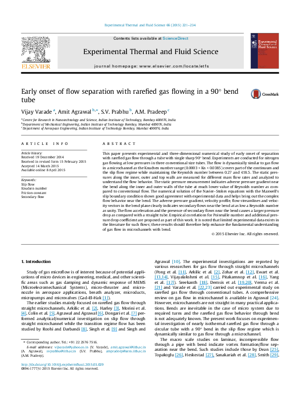 (PDF) Early onset of flow separation with rarefied gas flowing in a 90 ...
